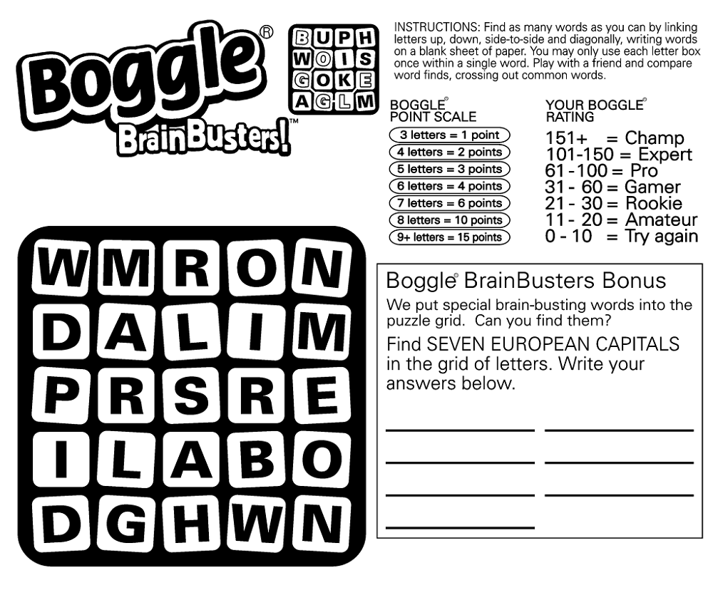 Printable Boggle Word Game K5 Worksheets Printable Boggle Word Game K5 Worksheets