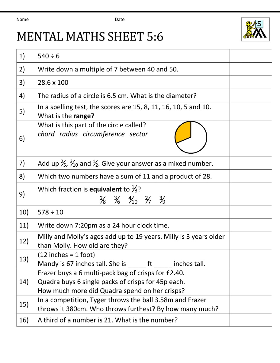 Year 5 Maths Worksheets Free Usable K5 Worksheets