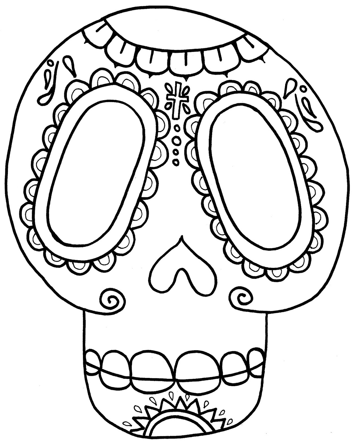 Easy Sugar Skull Coloring K5 Worksheets